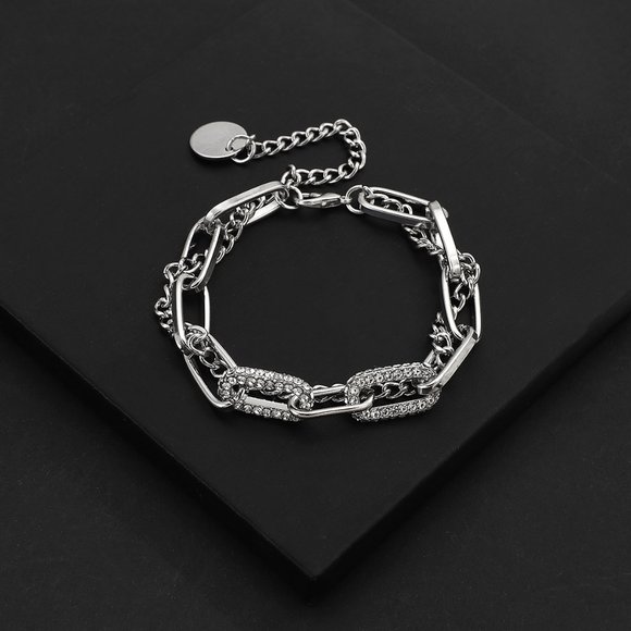The Crystal Closets | Jewelry | Silver Rhinestone Paperclip Link Bracelet | Poshmark